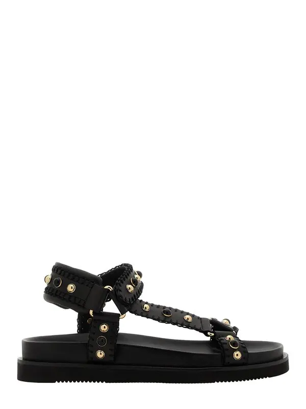 Ash Leather Strappy Sandal - Black