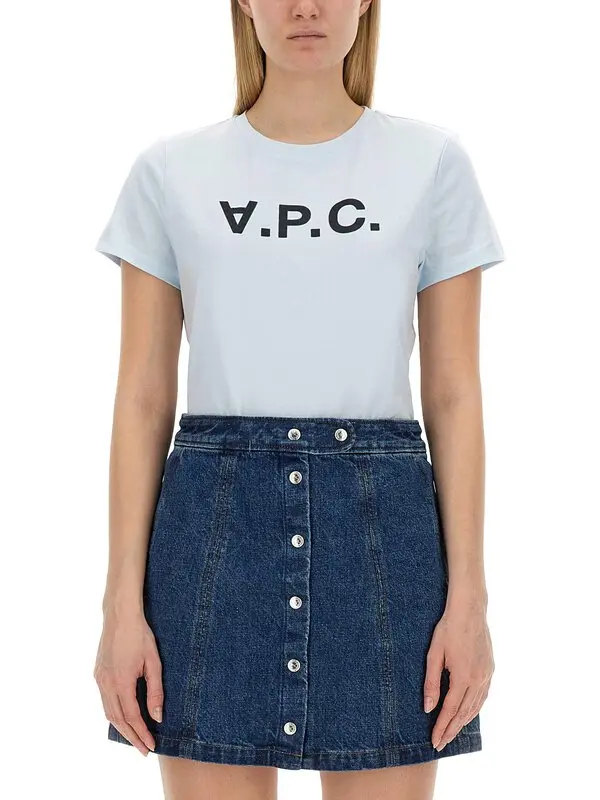 A.p.c. Logo T-shirt - Azure