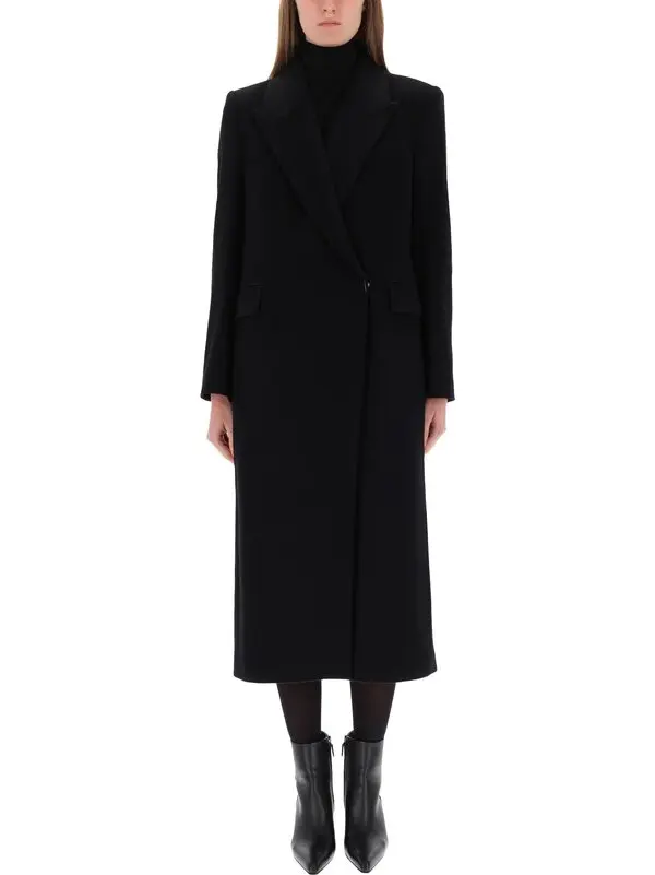 BOSS Double-breasted Mid-length Coat - Black
