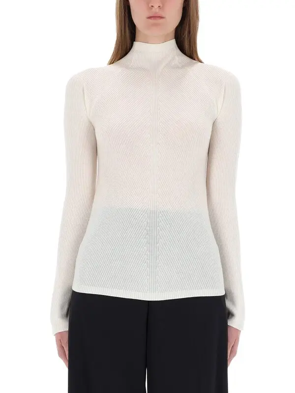 BOSS Ribbed Knit Top - White