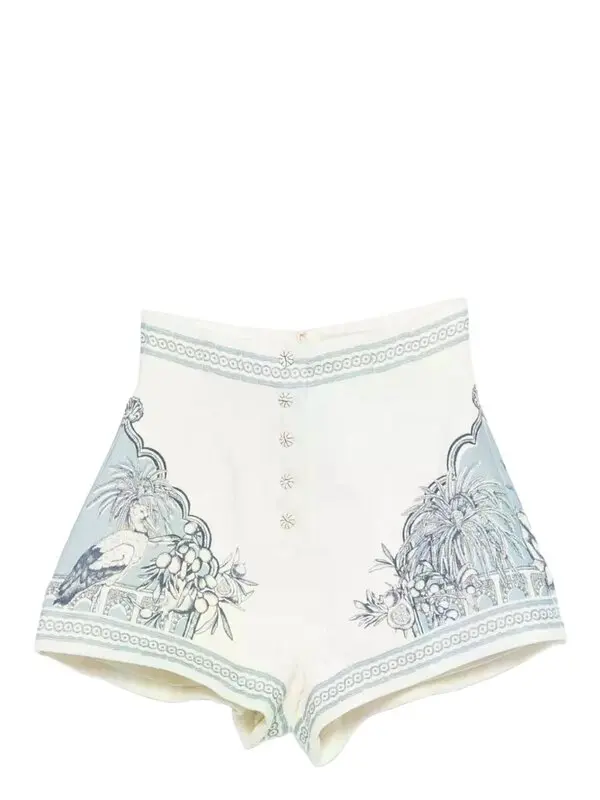 ALEMAIS Villa Romantica Printed Shorts - White
