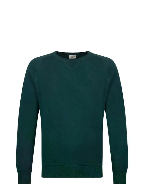 GALLIA Crew-neck Cotton Sweatshirt - Green