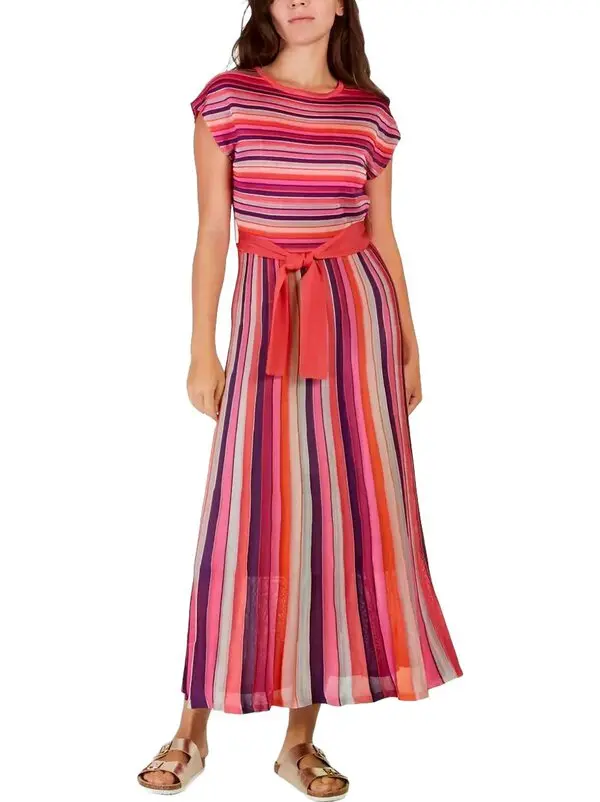Derhy Xabina Striped Midi Dress - Pink