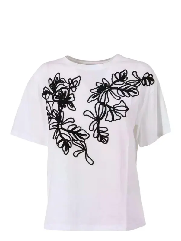 ERMANNO FIRENZE Floral-embroidered T-shirt - White