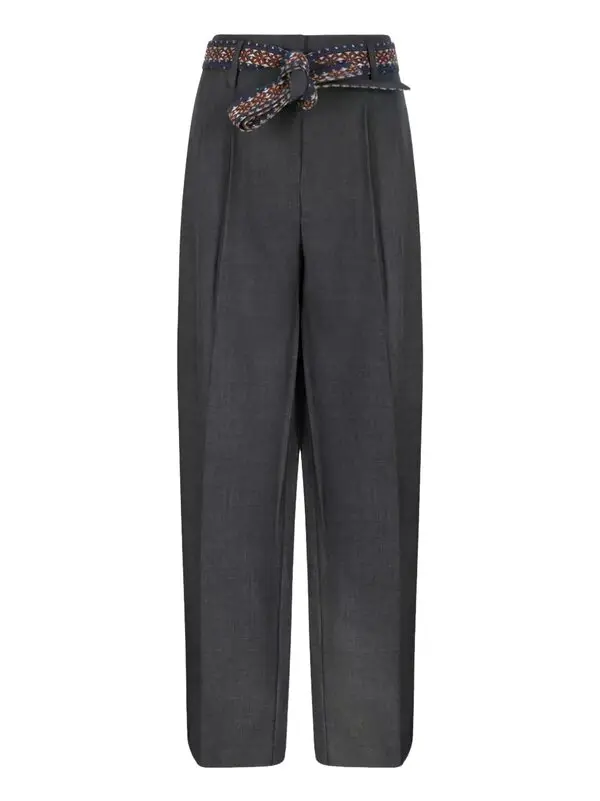 HUI MILANO Belted Trousers - Grey