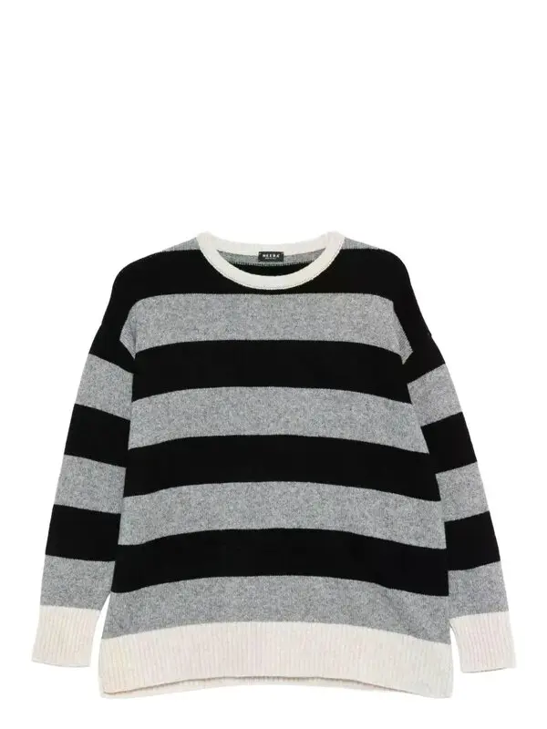 NEERA Striped Crew-neck Sweater - Black
