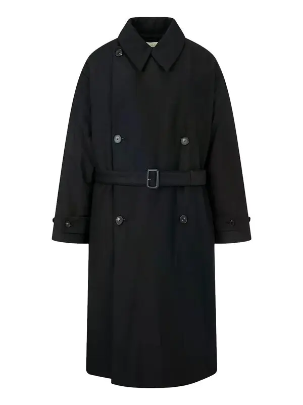 MAN ON THE BOON. Padded Double Trench Coat - Black