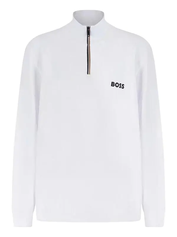 Hugo Boss Striped Logo Sweater - White