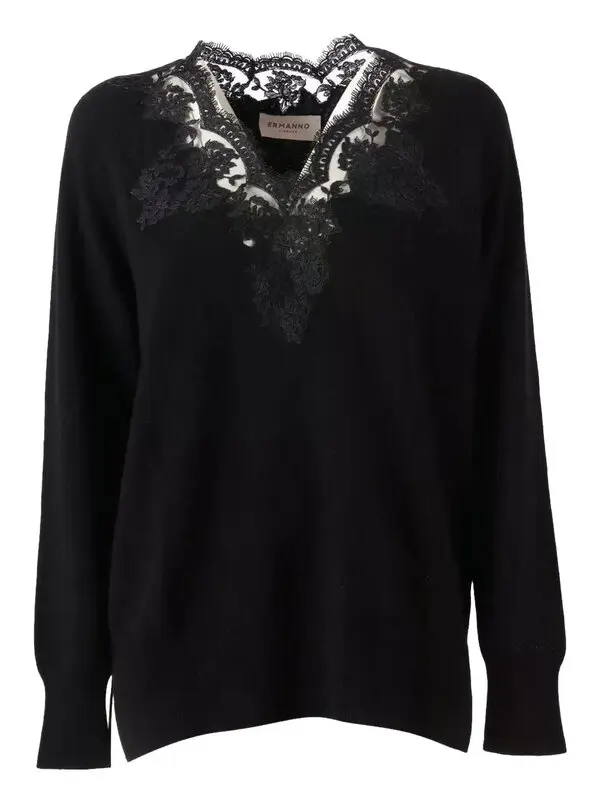 Ermanno Scervino Lace-detail Top - Black