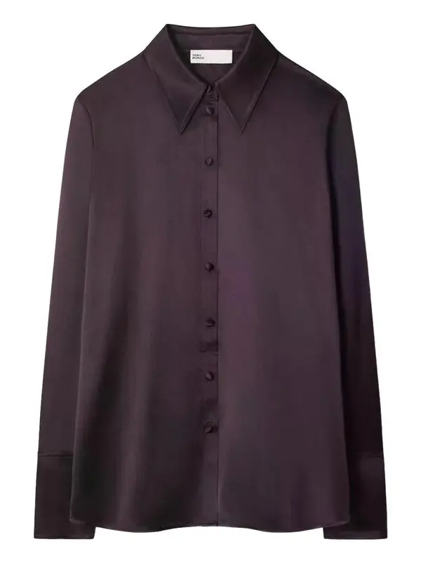 Tory Burch Cuffed Silk Shirt - Purple