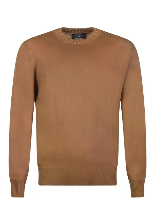 GRAN SASSO Crew-neck Cotton Sweater - Brown