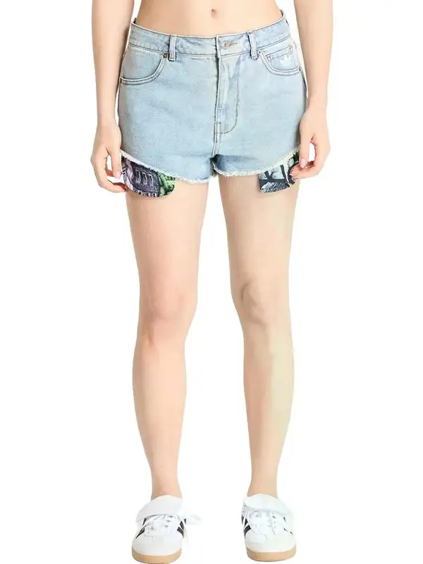 Adidas X Jeremy Scott Frayed Denim Shorts - Blue