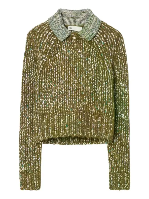 Tory Burch Contrasting-collar Sweater - Green