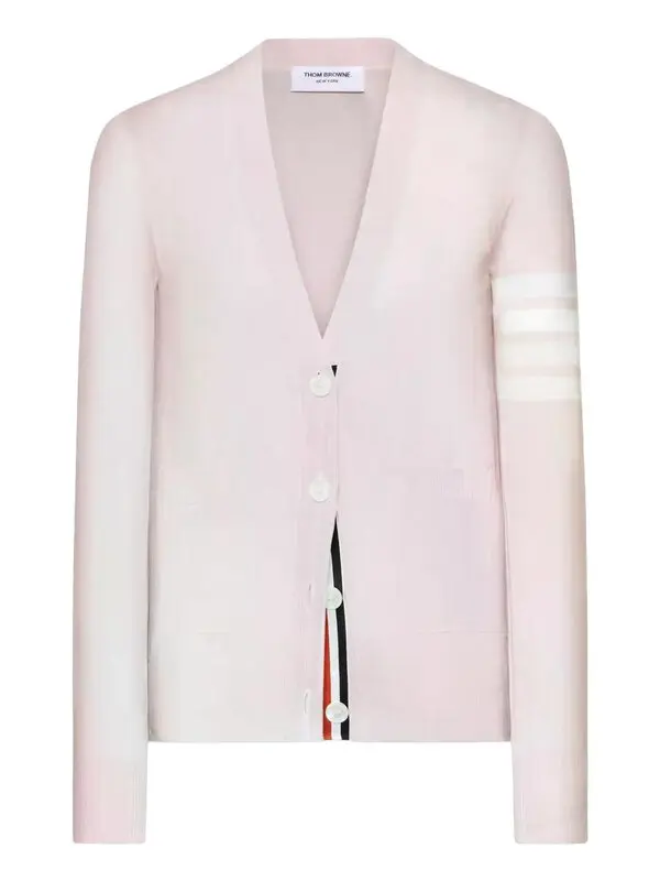 Thom Browne V-neck Cardigan With Sleeve Detail - Pink