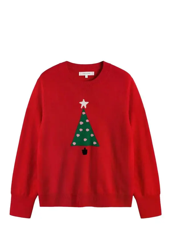 Chinti & Parker Christmas Tree Wool-cashmere Sweater - Red