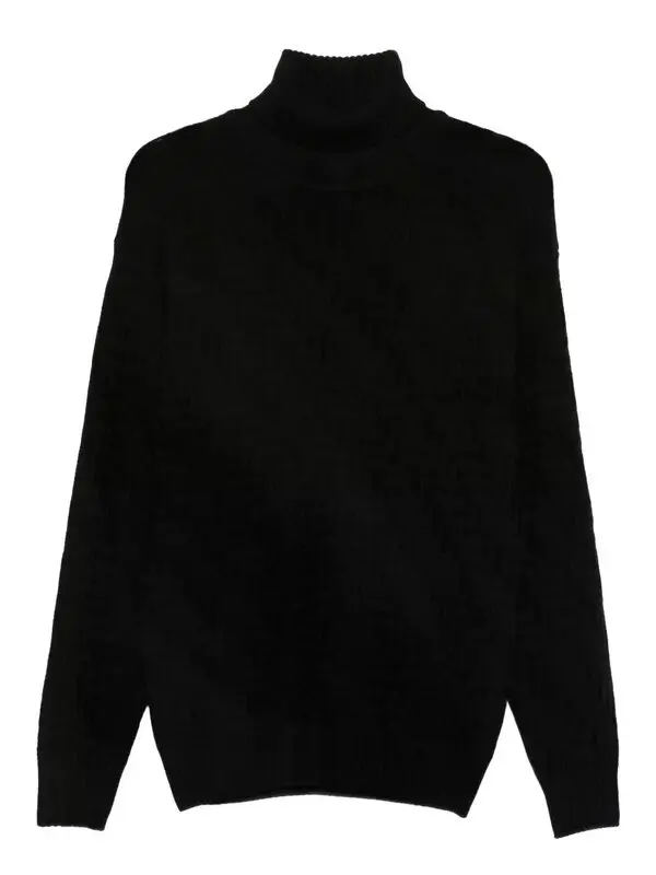 LOW BRAND Textured Roll-neck Sweater - Black