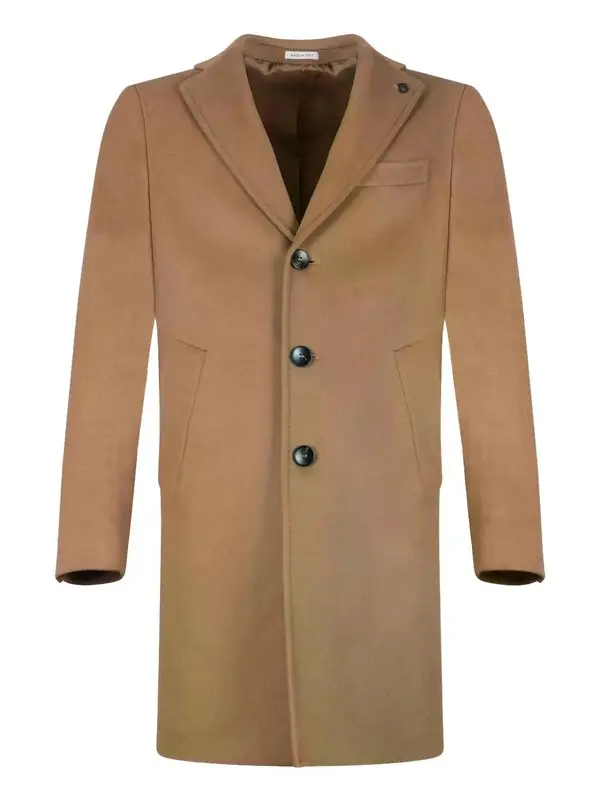 BRERAS MILANO Lapel-collar Single-breasted Coat - Brown