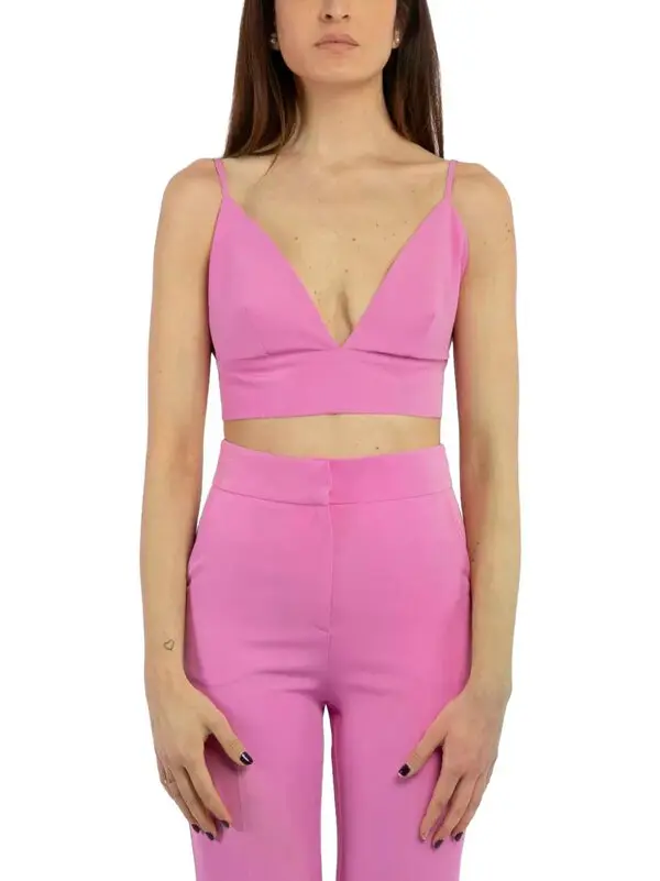 ACTUALEE Cropped V-neck Camisole - Pink