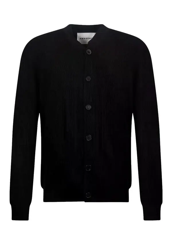 AMARANTO Button Crew-neck Cardigan - Black