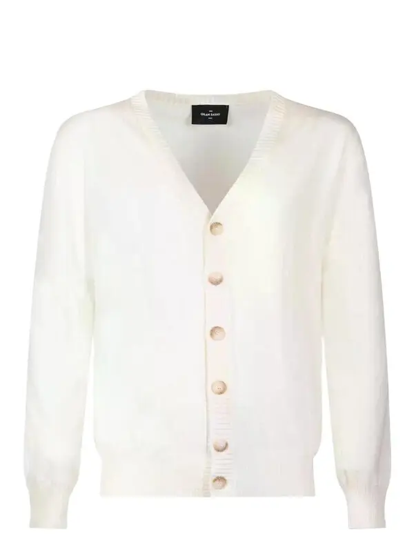 GRAN SASSO Buttoned V-neck Knit Cardigan - White