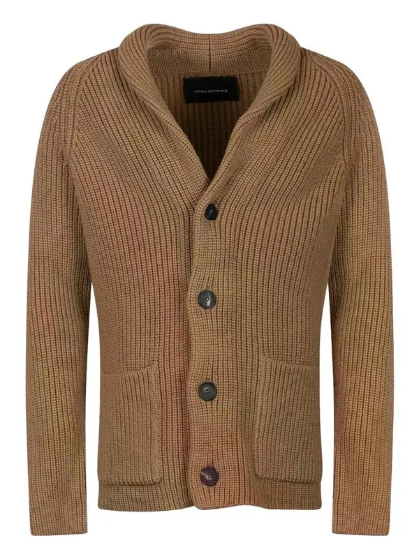 Tagliatore Shawl-collar Ribbed Cardigan - Brown