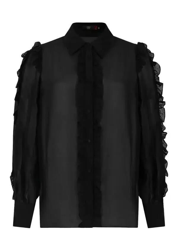 HUI MILANO Ruffled Buttoned Shirt - Black