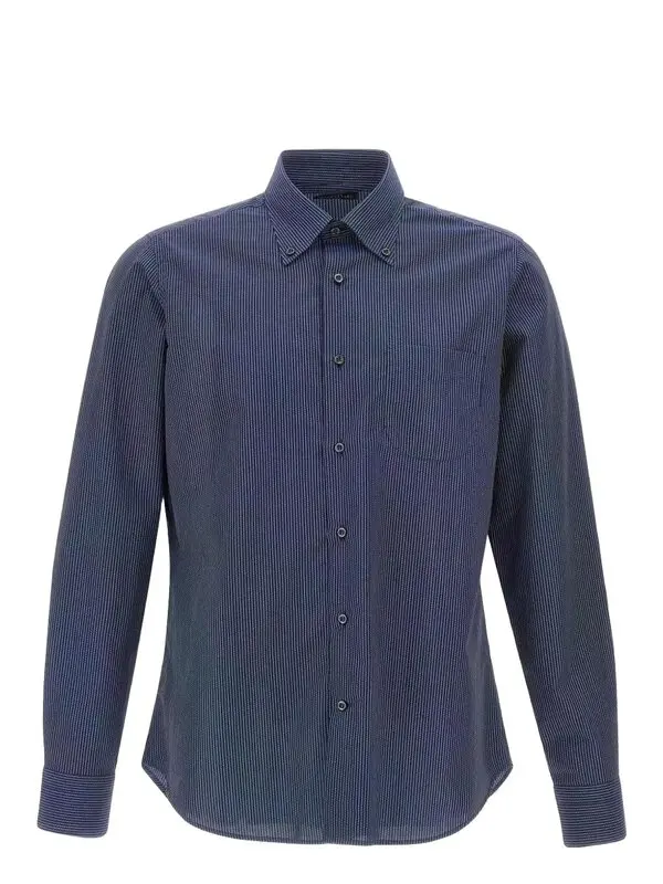 MARCHESANI Striped Button-down Shirt - Blue