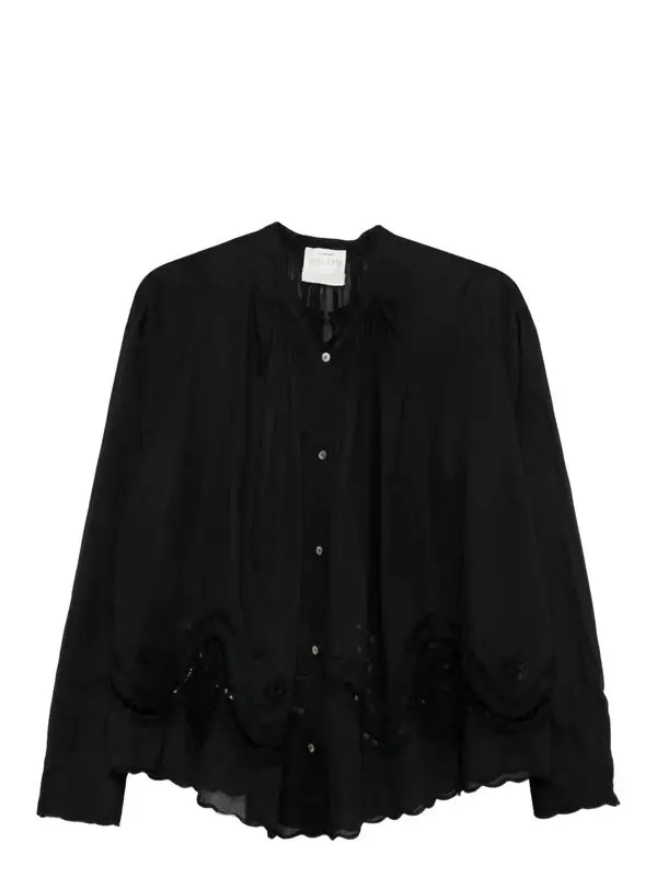 FORTE_FORTE Eyelet Embroidered Shirt - Black