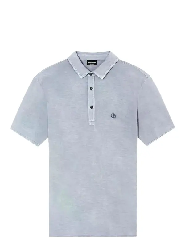 Giorgio Armani Logo-embroidered Polo Shirt - Blue
