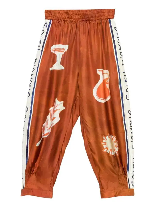ALEMAIS Soleil D´amour Print Trousers - Brown