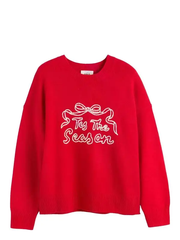 Chinti & Parker Bow-motif Slogan Sweater - Red