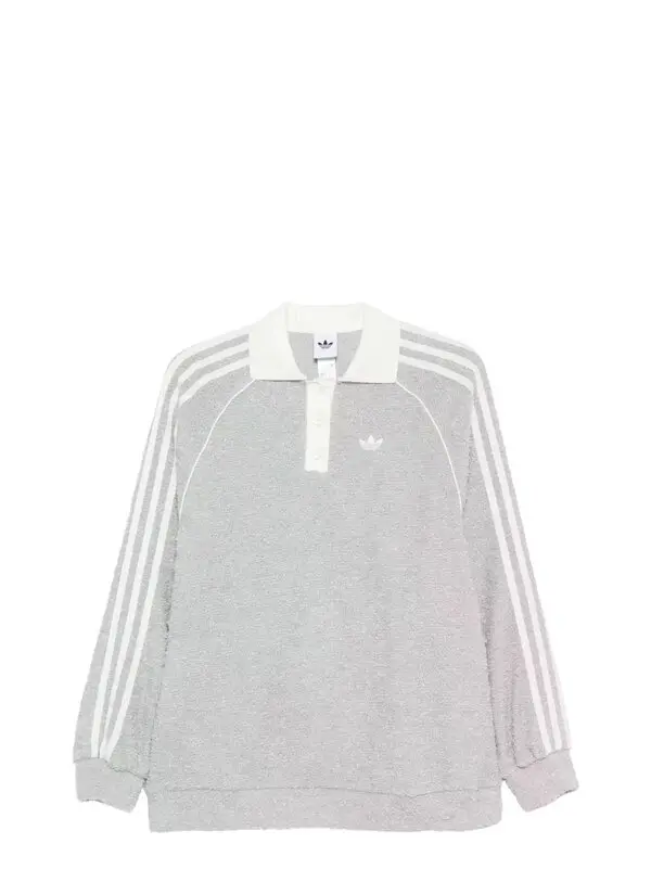 Adidas Three-stripe Bouclé Polo Top - Grey