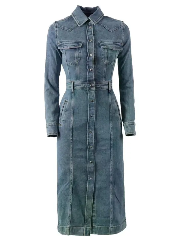 7 For All Mankind Button-up Midi Dress - Blue