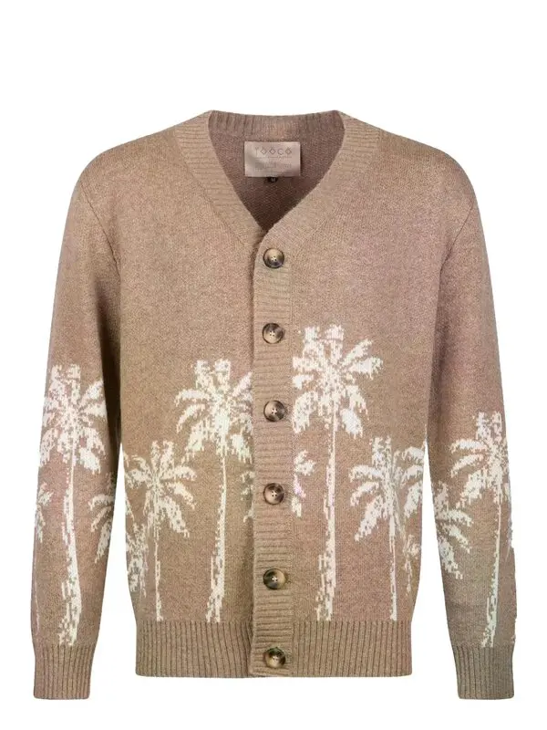 TOOCO Printed Button Cardigan - Neutrals