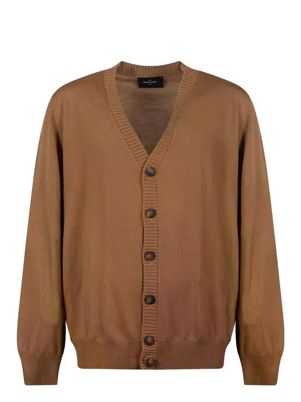 GRAN SASSO Button V-neck Cardigan - Brown