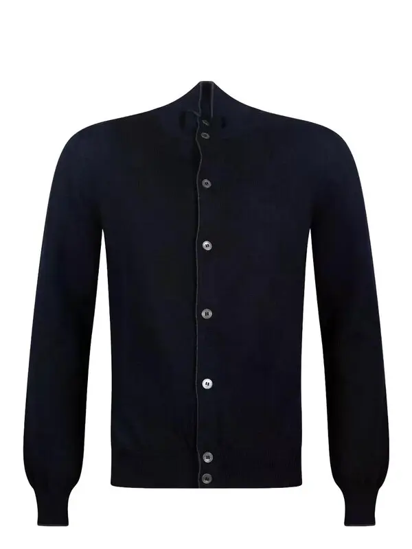GRAN SASSO High-neck Button Cardigan - Blue