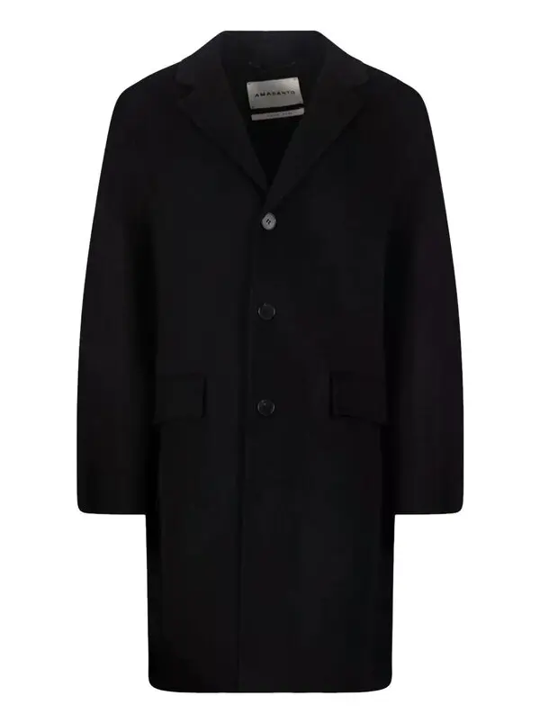 AMARANTO Single-breasted Wool Blend Coat - Black