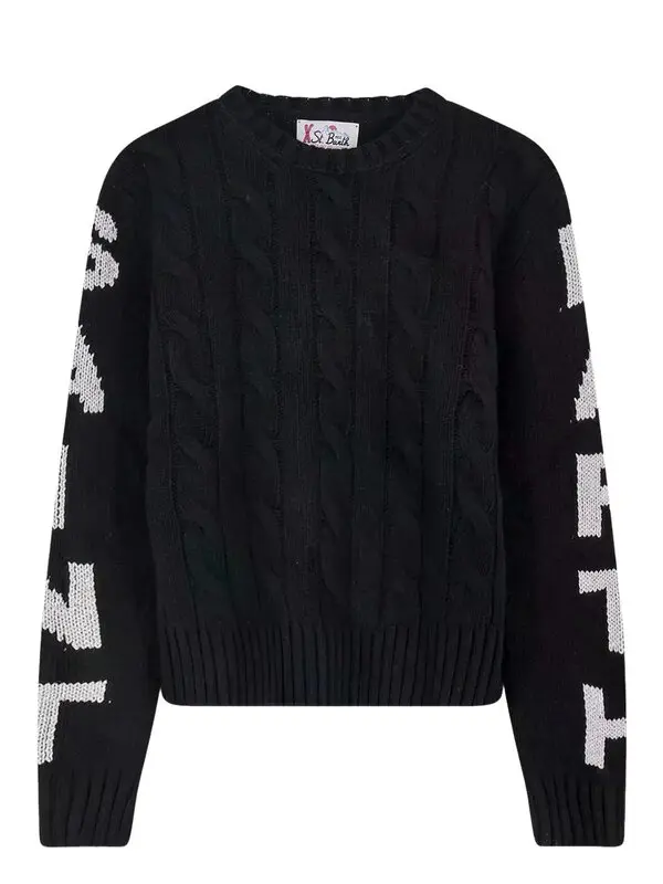 MC2 SAINT BARTH Cable-knit Logo Sweater - Black