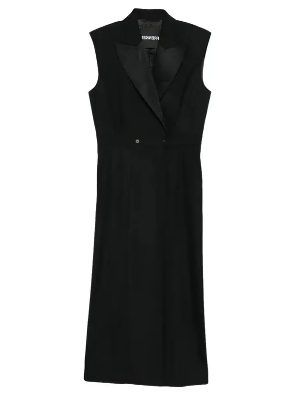 FRENKEN Tux Button Lapel Midi Dress - Black