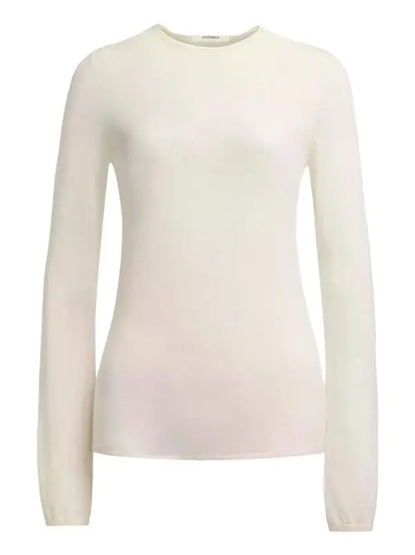 12 STOREEZ Crew-neck Fine Knit Top - Neutrals
