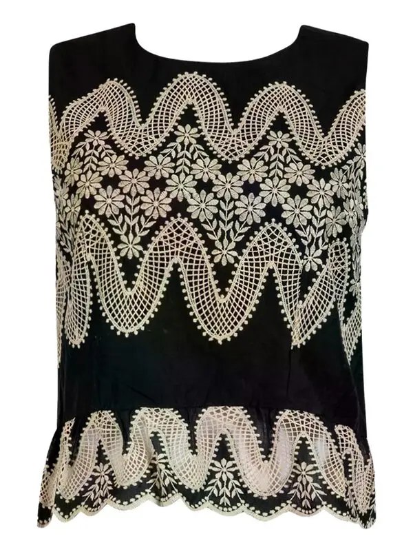 Derhy Embroidered Sleeveless Top - Black