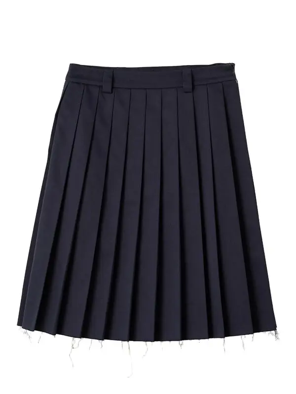 Miu Miu Pleated Chino Skirt - Navy