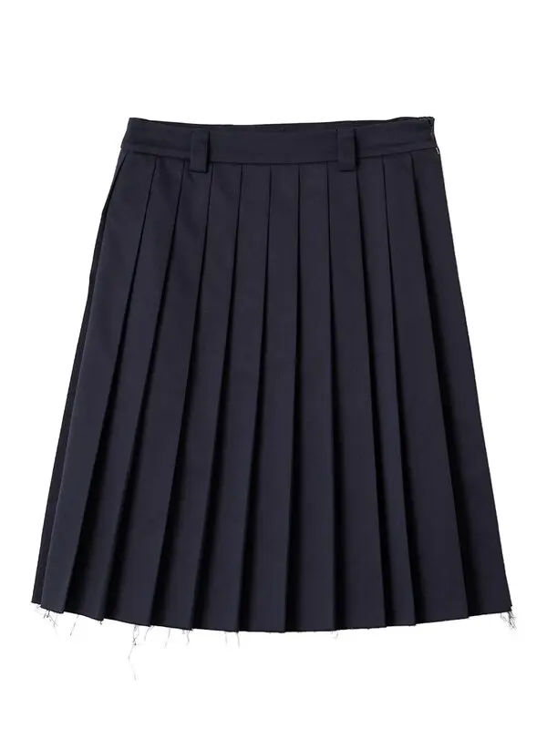 Miu Miu Pleated Chino Skirt - Navy