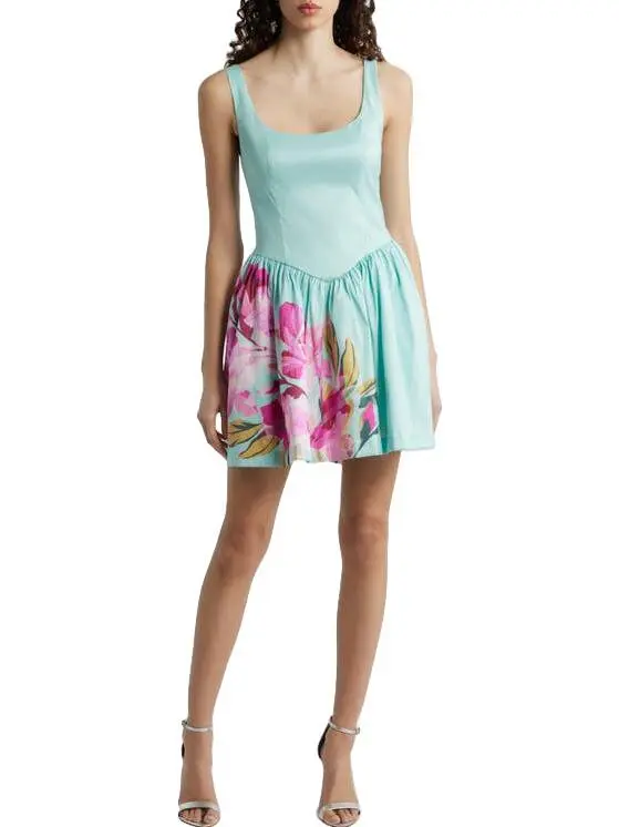 HUTCH Soleil Polka Dot Mini Cocktail Dress - Mint/multi Placement