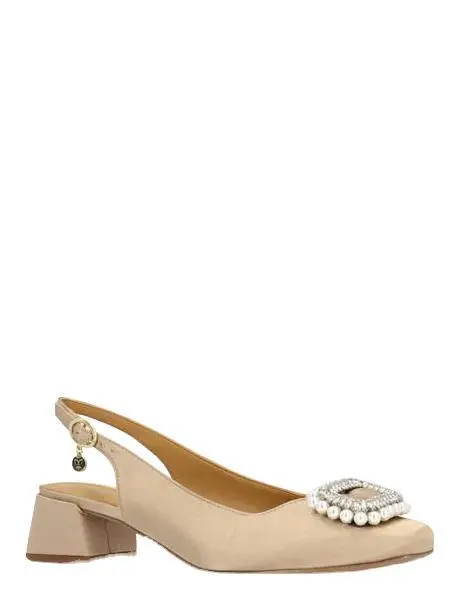 J. Reneé Eudora Embellished Slingback Pumps - Beige