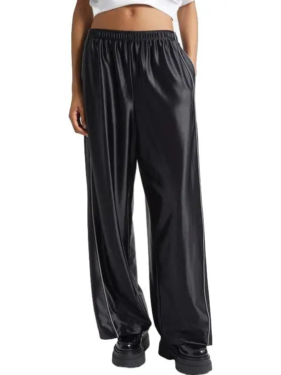 Alexander Wang Reflective Piping Stretch Faille Track Pants - Black