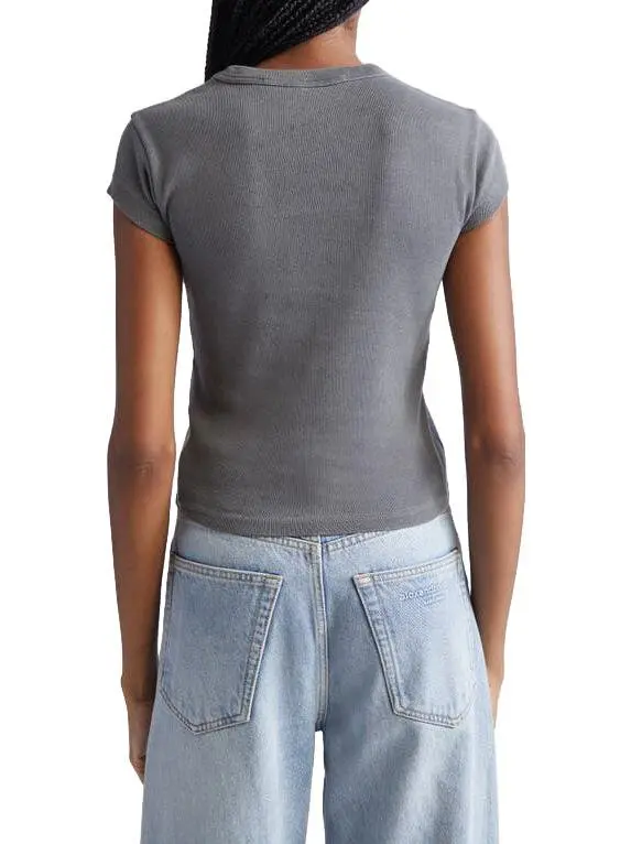 Alexander Wang Hotfix Crystal Logo Baby Tee - Grey