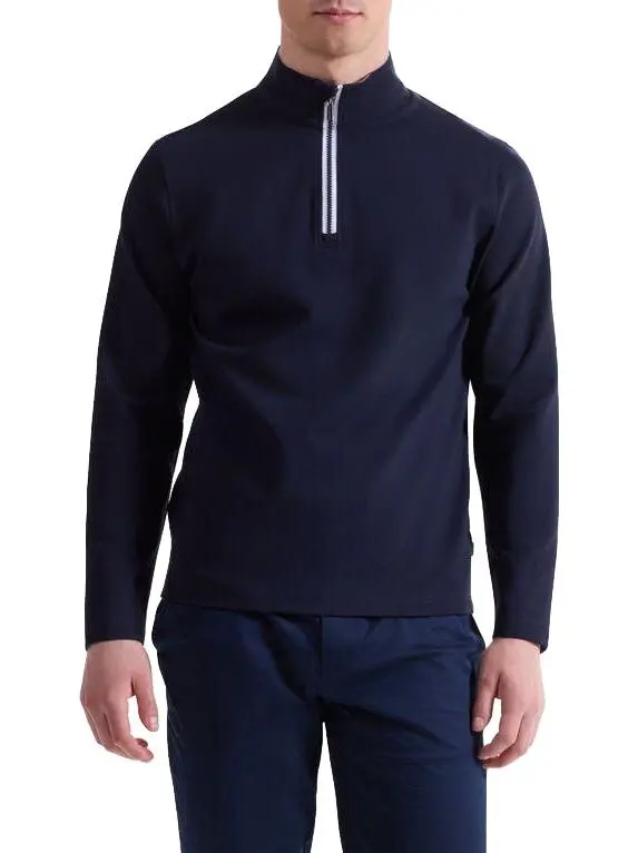 Bugatchi Solid Quarter Zip Pullover - Navy