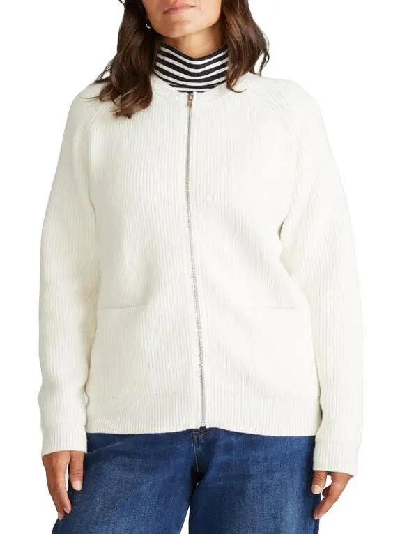 Universal Standard Vicki Zip-up Cardigan - Cream Ivory