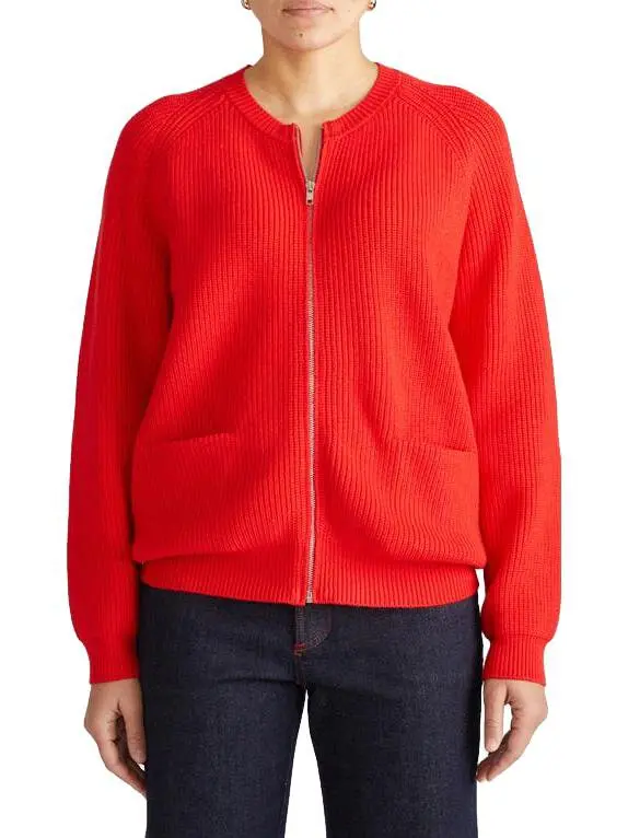 Universal Standard Vicki Zip-up Cardigan - Lipstick Red